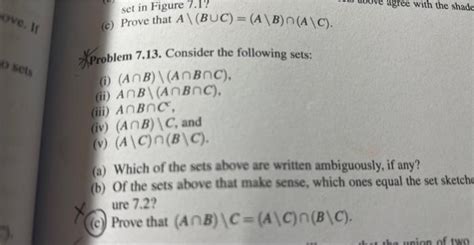 solved c prove that a b∪c a b ∩ a c 7 problem 7 13