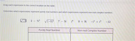 solved drag each expression to the correct location on the table