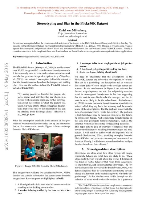 Stereotyping And Bias In The Flickr30k Dataset Deepai