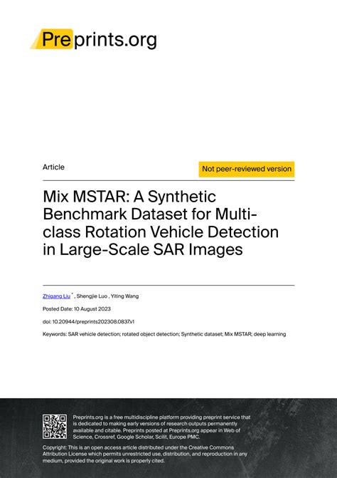 Pdf Mix Mstar A Synthetic Benchmark Dataset For Multi Class Rotation Vehicle Detection In