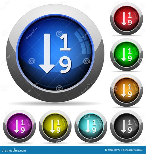 Ascending Numbered List Round Glossy Buttons Stock Vector