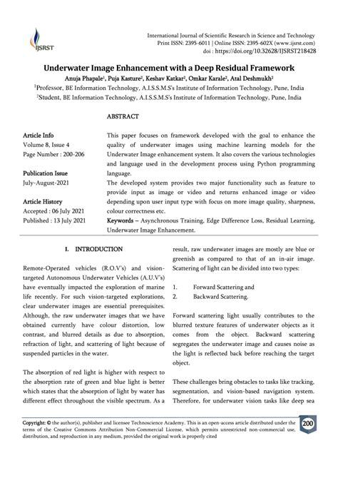 PDF Underwater Image Enhancement With A Deep Residual Framework