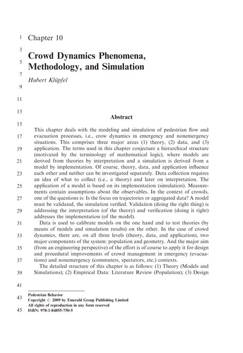 Pdf Crowd Dynamics Phenomena Methodology And Simulation