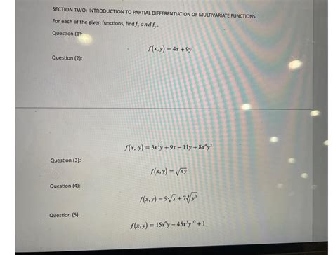 Solved Section Two Introduction To Partial Differentiation