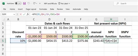 How To Calculate Npv In Excel Initial Return
