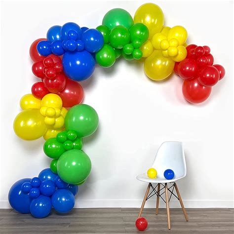 Red Green Blue Yellow Balloons Garland Arch Kit Latex Ballon Set