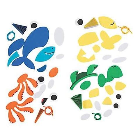 Tropical Sea Creature Mini Fan Craft Kit 12 Pack Oshc Craft Kits