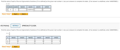 solved t 0 sprecalc7 5 2 024 find the value of each of the