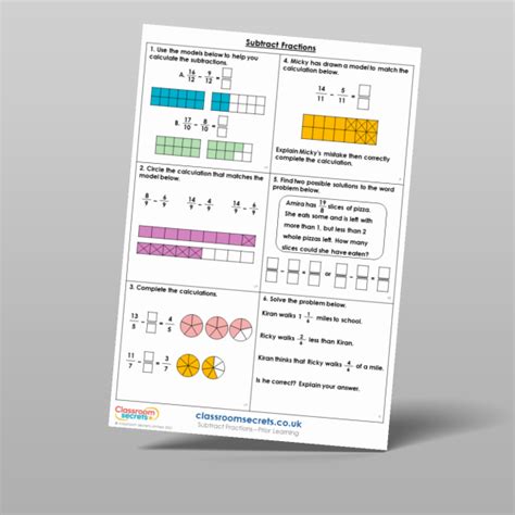 Year 5 Subtract Fractions Prior Learning Resource Classroom Secrets