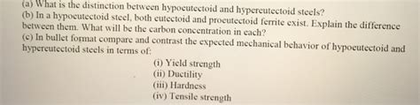 Solved A What Is The Distinction Between Hypocutectoid And