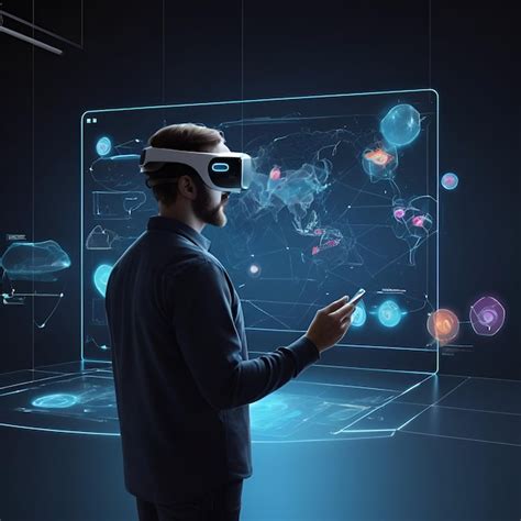 Augmented Reality Headset Mockup Interactive Virtual Objects In