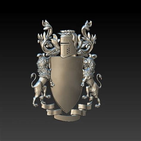 3d Stl Model For Cnc Shield With Lions Etsy