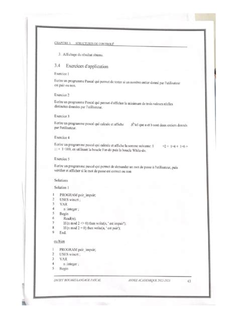 Chapitre 3 Structures De Controlé Pdf