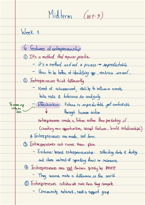 Midterm weeks Midterm wi Week features of entrepreneurship ① It s a method that