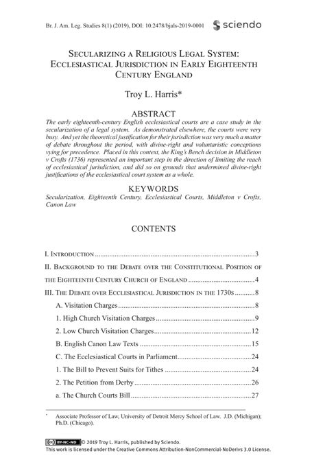 Pdf Secularizing A Religious Legal System Ecclesiastical