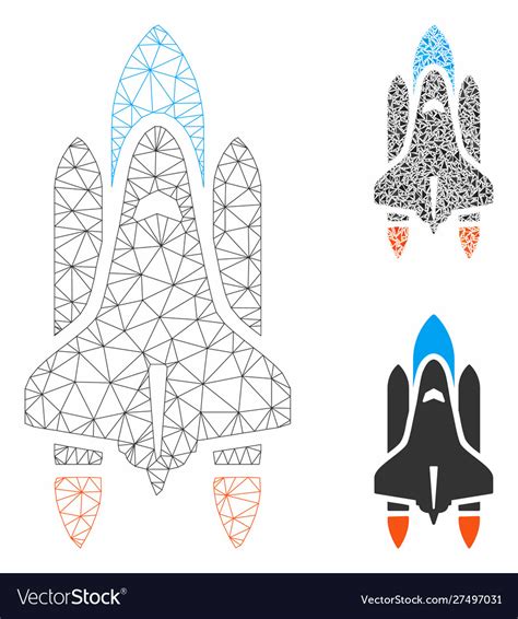 Space Shuttle Mesh Wire Frame Model Royalty Free Vector