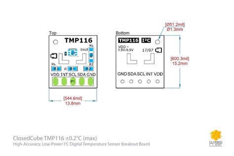tmp116 ±0 2°c 10°c 85°c temperature sensor from closedcube on tindie