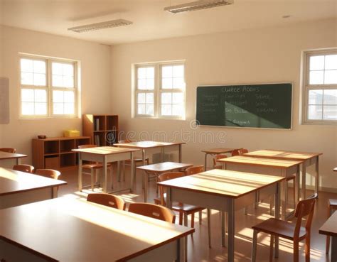Classroom With Sunlight At School Stock Illustration Illustration Of