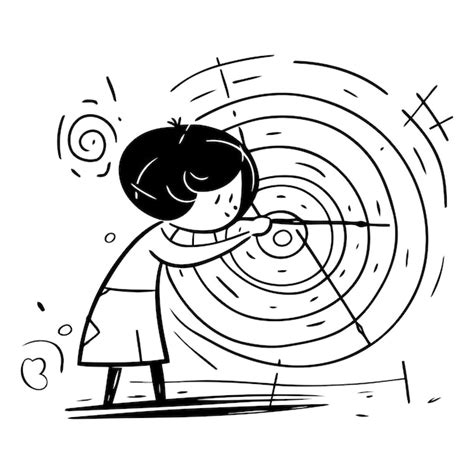 Premium Vector Cartoon Vector Illustration Of A Girl Aiming At The