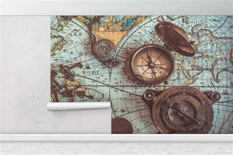 Brass Pocket Compass Wall Art 3d Wall Paper Bright Wall Paper