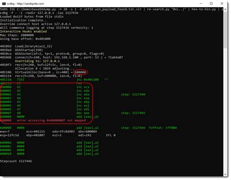 analyzing first stage shellcode