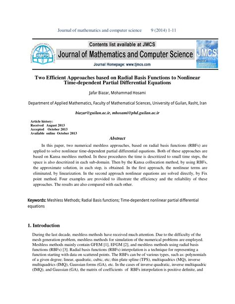 Pdf Two Efficient Approaches Based On Radial Basis Functions To