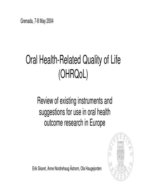 Oral Health Related Quality Of Life Pdf Quality Of Life Psychometrics