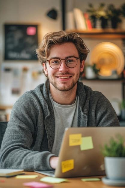 Premium Photo Young Man Working With Computer