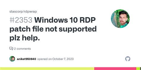 Windows 10 Rdp Patch File Not Supported Plz Help · Issue 2353