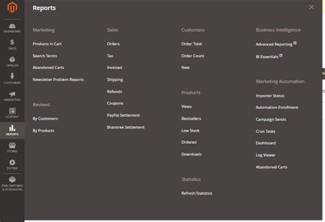 Magento Menu Is Collection Buil In Mage Tools For Managing Online Stores