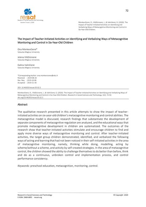 Pdf The Impact Of Teacher Initiated Activities On Identifying And Verbalizing Ways Of