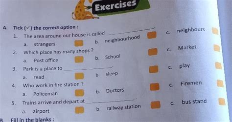 Exercisesa Tick The Correct Option The Area Around Our House Is