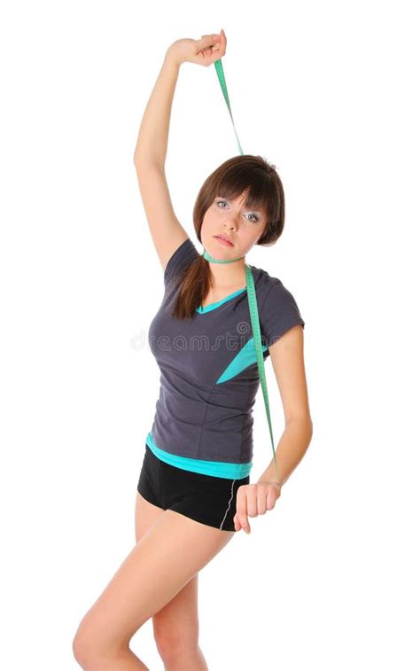 Tenager M Dchen Mit Messendem Band Stockfoto Bild Von Zoll Zeile