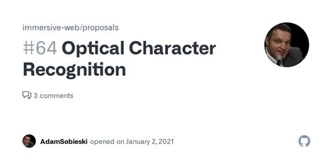 Optical Character Recognition Issue Immersive Web Proposals GitHub