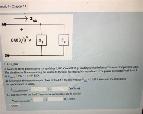 Solved A Balanced Three Phase Source Is Supplying 1 800 Kva