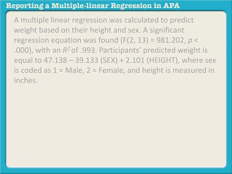 Reporting A Multiple Linear Regression In APA PPTX Science