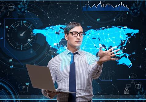 The Man In Social Data Management Concept Stock Illustration