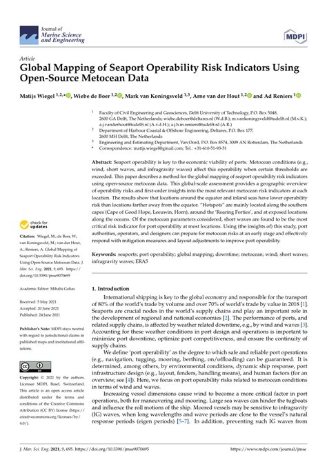 Pdf Global Mapping Of Seaport Operability Risk Indicators Using Open Source Metocean Data