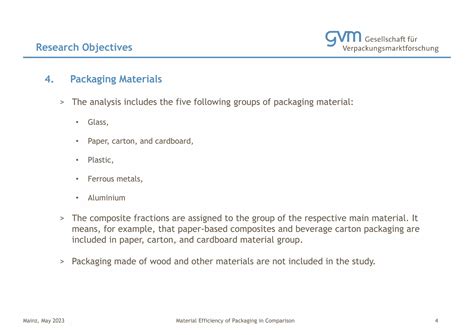 Material Efficiency Of Packaging In Comparison Pdf
