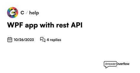 Wpf App With Rest Api C