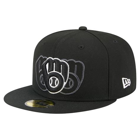 Mens Milwaukee Brewers New Era Black Tri Hit 59fifty Fitted Hat