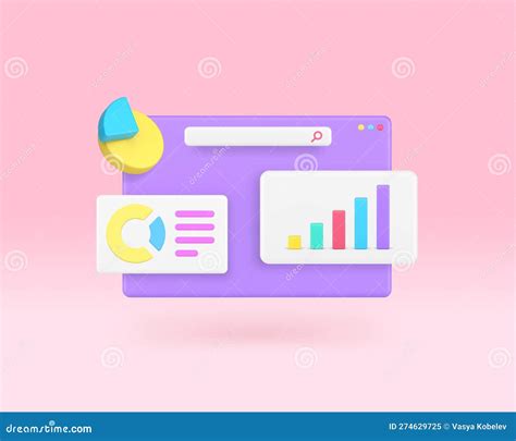Business Workflow Data Analyzing Bar Graph Diagram Internet Browser 3d