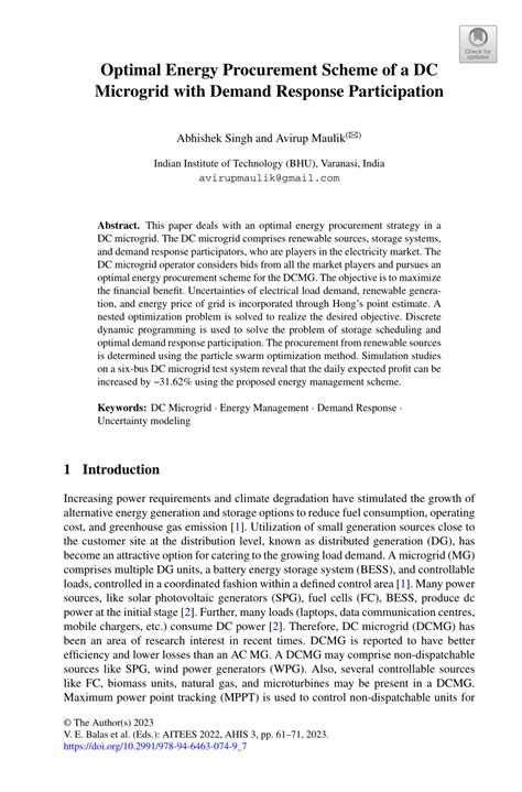Pdf Optimal Energy Procurement Scheme Of A Dc Microgrid With Demand