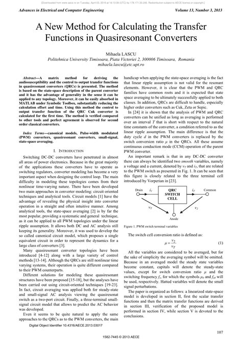 Pdf A New Method For Calculating The Transfer Functions In Quasiresonant Converters Pdf A New Method For Calculating The Transfer Functions In Quasiresonant Converters