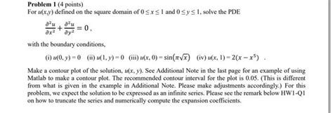 solved problem 1 4 points for u x y defined on the square