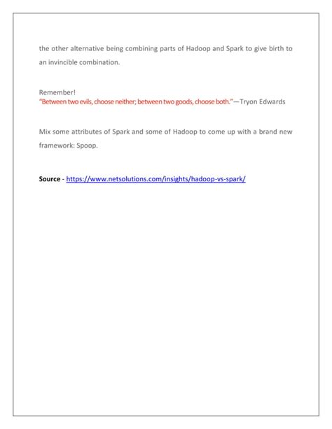 Hadoop Vs Spark — Choosing The Right Big Data Framework Pdf