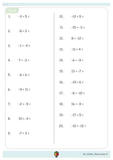 Adding Positive And Negative Numbers I Do We Do You Do Teaching Resources