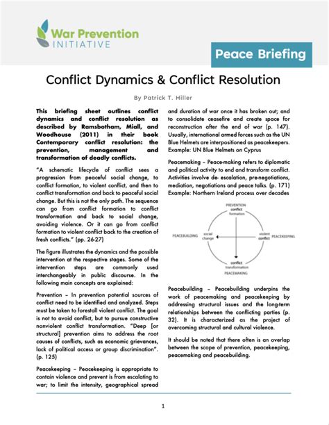 peace briefing conflict dynamics and conflict resolution war