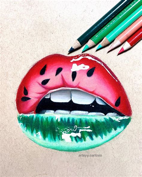 Realistic Colored Pencils Realistic Watermelon Drawing These Were Made