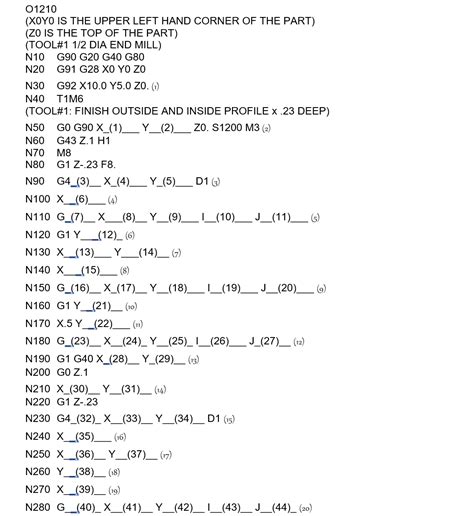 For The Figure Below Write A CNC Program Using Cutter Course Hero